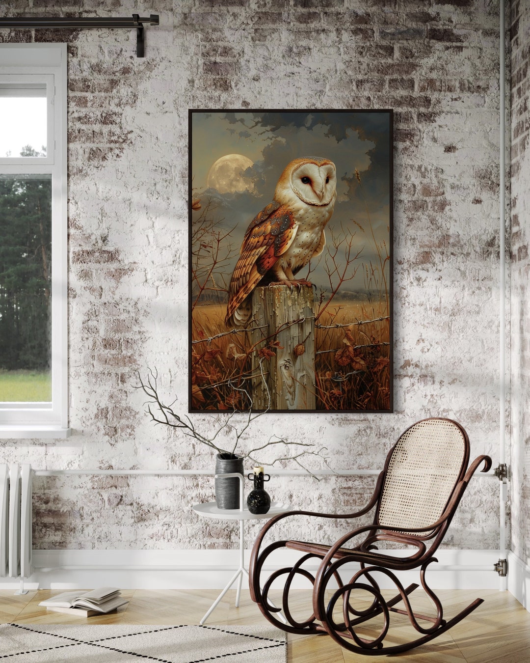 Moonlit Guardian: Barn Owl and Full Moon Print - Serene Owl Artwork for ...