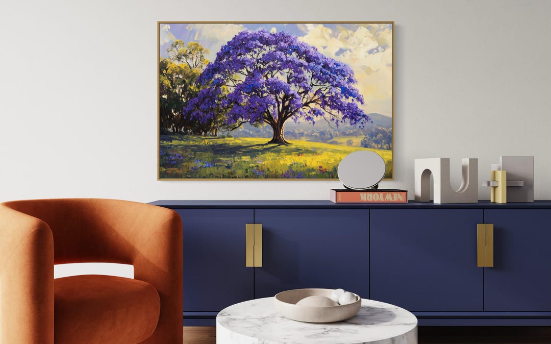 Jacaranda Tree Art Print – Purple Bloom Landscape Wall Decor, Vibrant ...