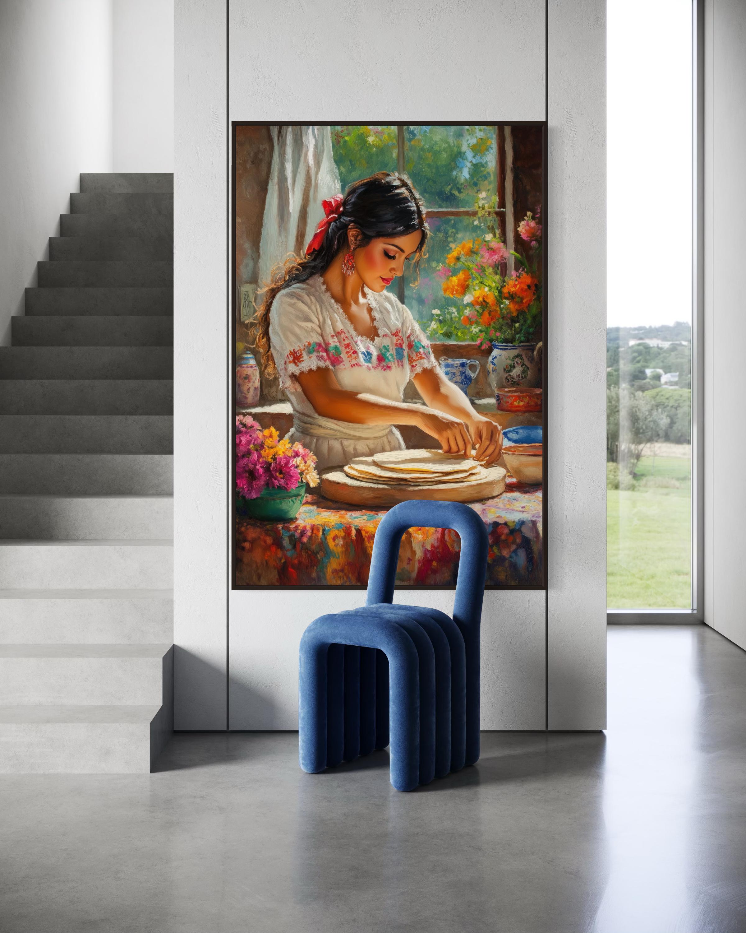 Mexican Kitchen Wall Art - Vibrant Tortilla-making Canvas Print, Rustic ...