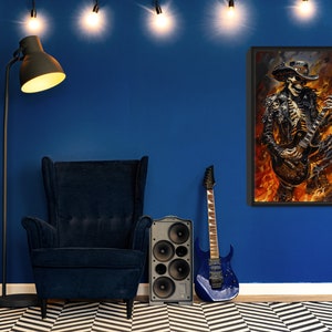 Rock Legend - Skeleton Guitarist Painting Print, Gothic Rock N Roll ...