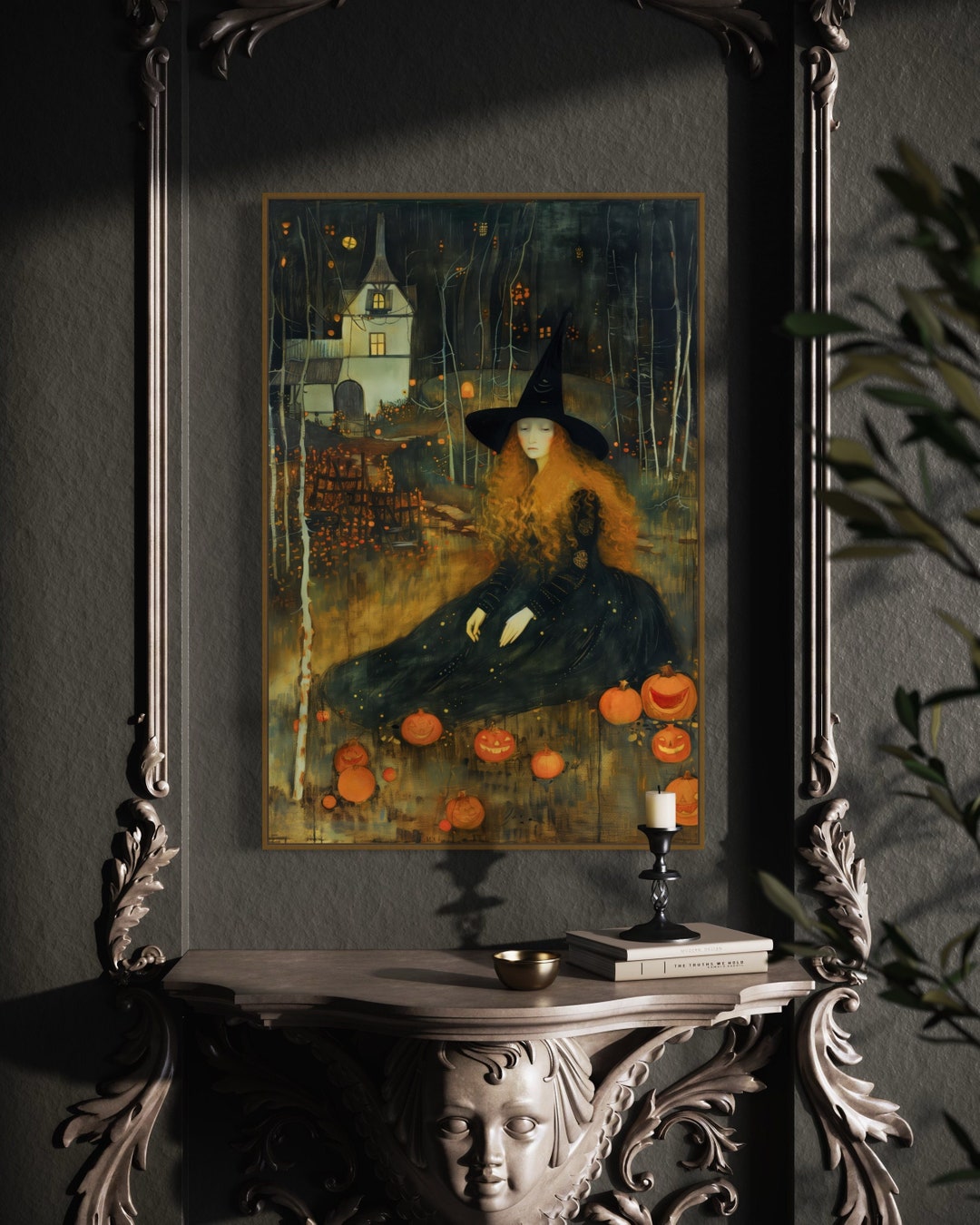 Whimsical Witch Wall Art - Mystical Dark Forest Art, Witchcraft Art ...