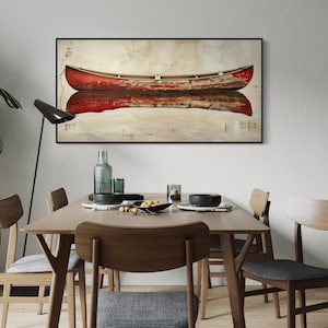 Vintage Canoe Art - Rustic Wall Decor, Relaxing Nautical Print for Lake ...