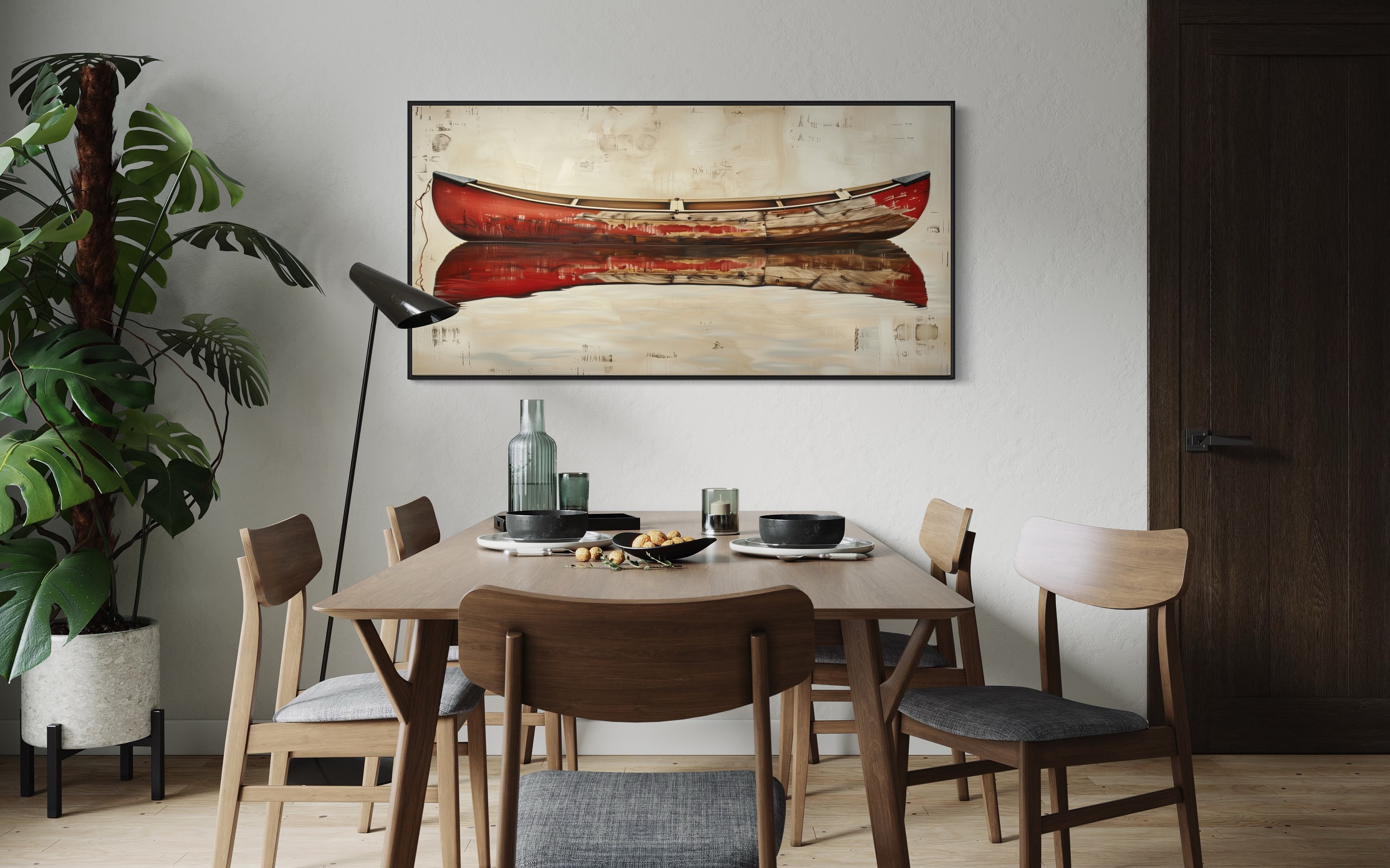 Vintage Canoe Art - Rustic Wall Decor, Relaxing Nautical Print for Lake ...
