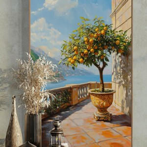 Amalfi Coast Lemon Tree Art - Rustic Italian Lemon Wall Decor Print for ...