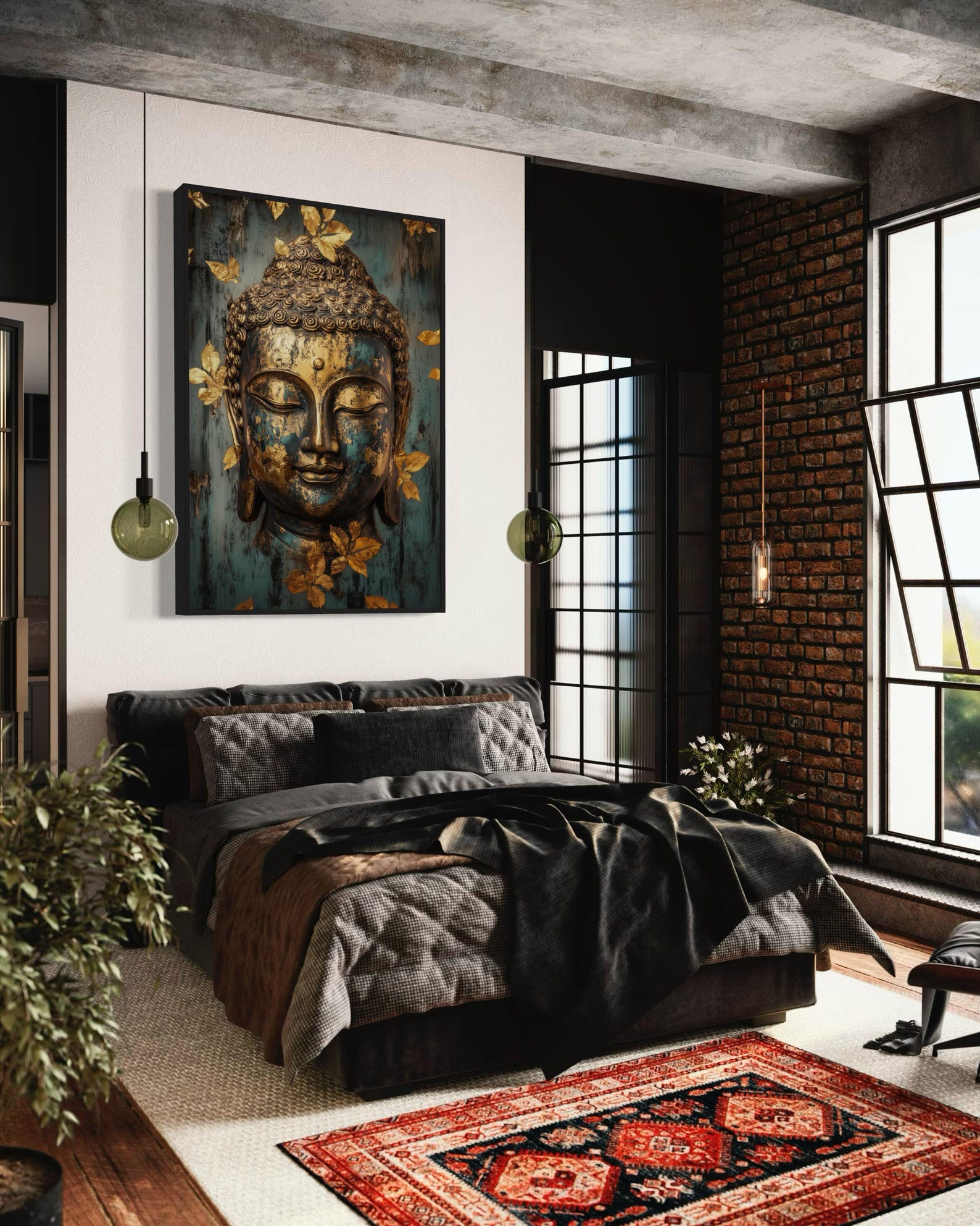 Gold Buddha Among Fall Leaves - Buddha Wall Art for Yoga Studio Decor ...