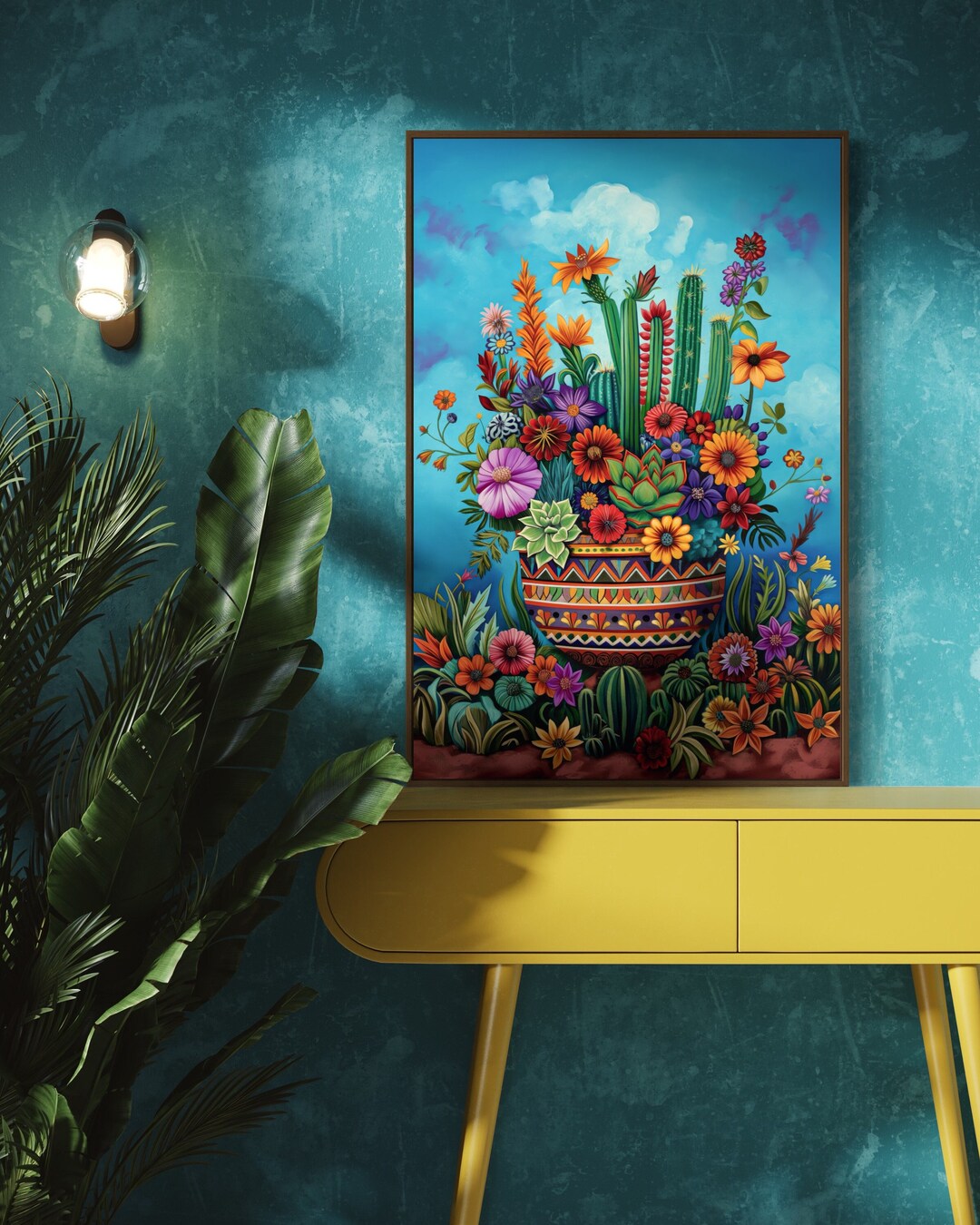 Colorful Cactus and Succulent Art - Vibrant Wild Flower Print, Mexican ...