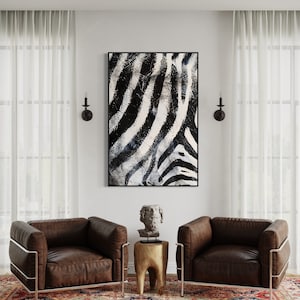 Striped Harmony: Chic Zebra Print Wall Art - Simple Abstract Monochrome ...