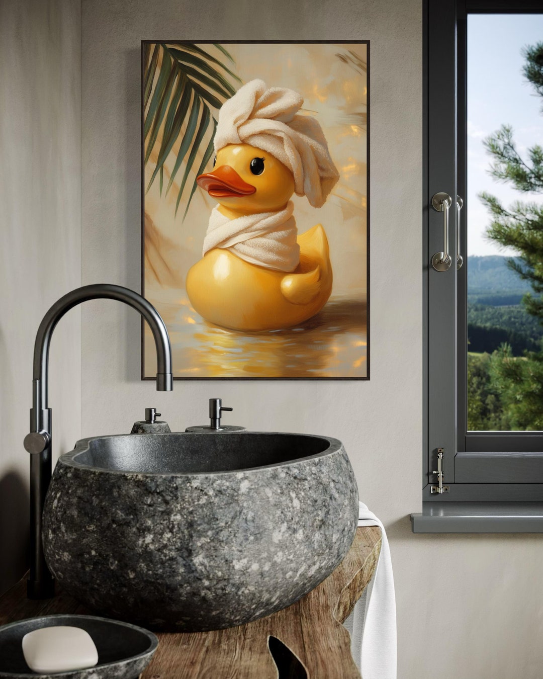 Spa Rubber Duck Canvas – Cute Bathroom Wall Art, Relaxing Bath Print ...