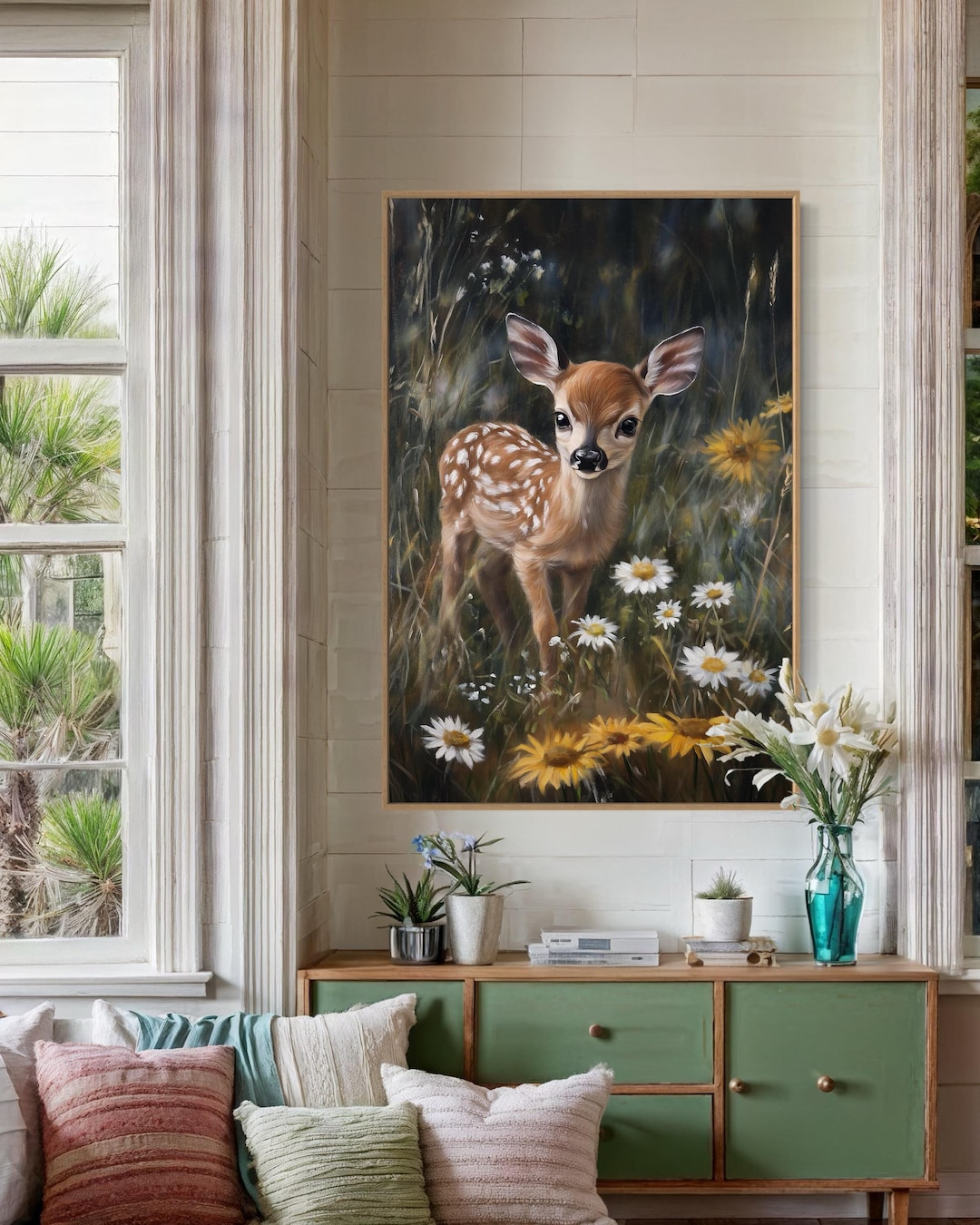 Baby Deer Wall Art - Realistic Fawn Canvas Print for Rustic Nursery or ...