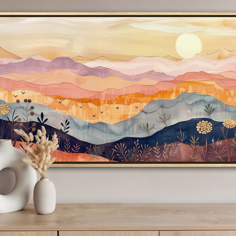 Boho Mountain Wall Art - Etsy