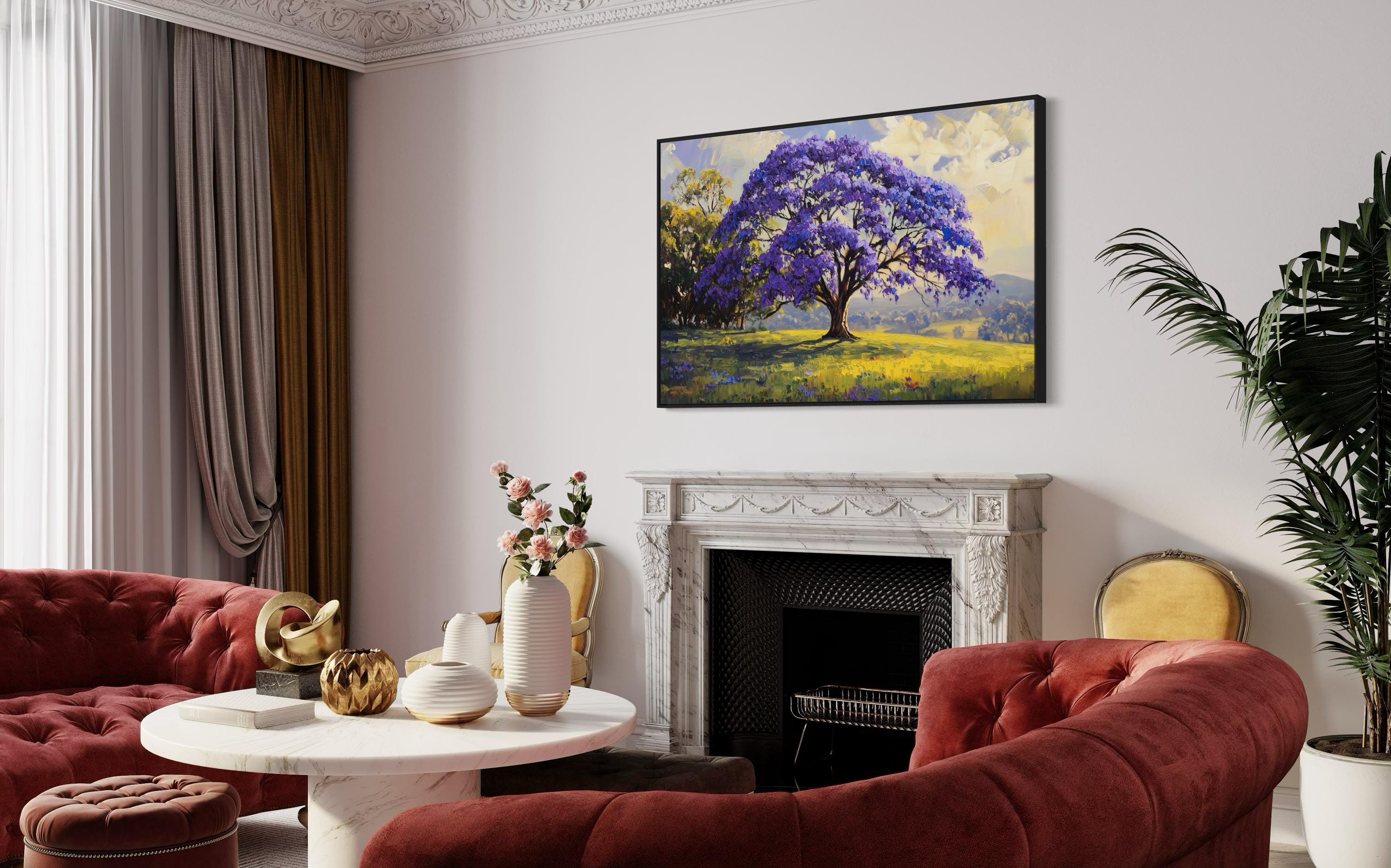 Jacaranda Tree Art Print – Purple Bloom Landscape Wall Decor, Vibrant ...