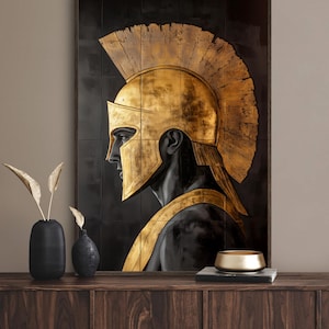 Dramatic Spartan Warrior Painting Print - Mythical Greek History Poster ...