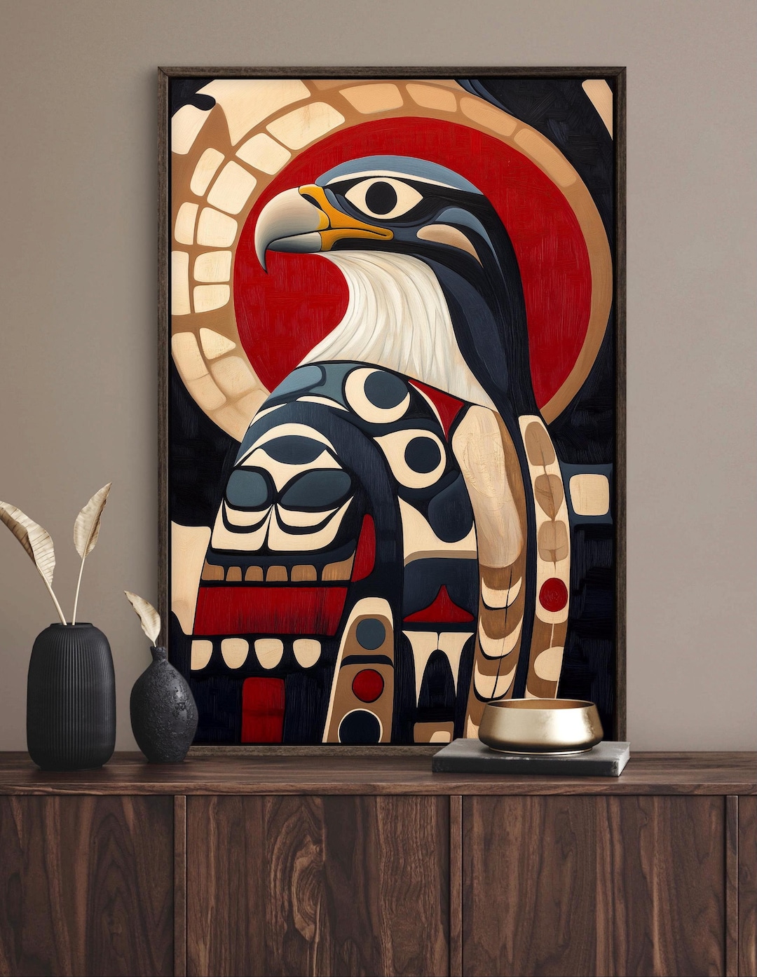 Indigenous Eagle Totem Canvas – Bold Tribal Bird Wall Art, Native ...