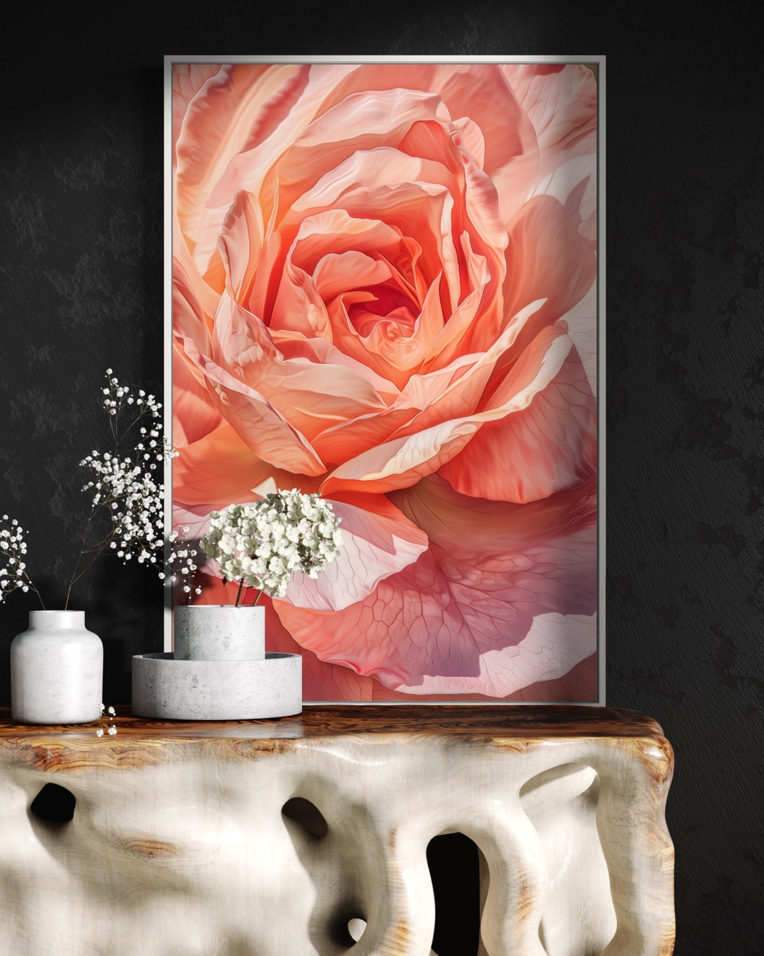 Rose Abstract Wall Art: Just Peachy Color Rose Print - Abstract Floral ...