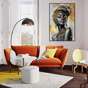 Luxury Black and Gold African Queen Art Print - Afrocentric Decor for ...
