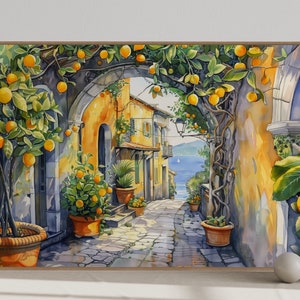 Amalfi Lemon Tree Breeze: Panoramic Italian Street Scene Art Print ...