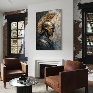 Spartan Warrior Wall Art - Bold Greek Mythology Canvas Print With Gold ...