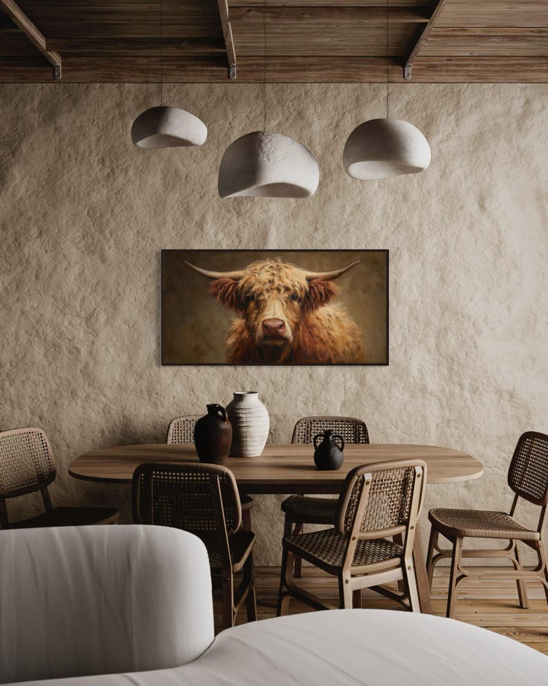 Highland Cow Art Print – Shaggy Rustic Farmhouse Wall Decor, Western ...