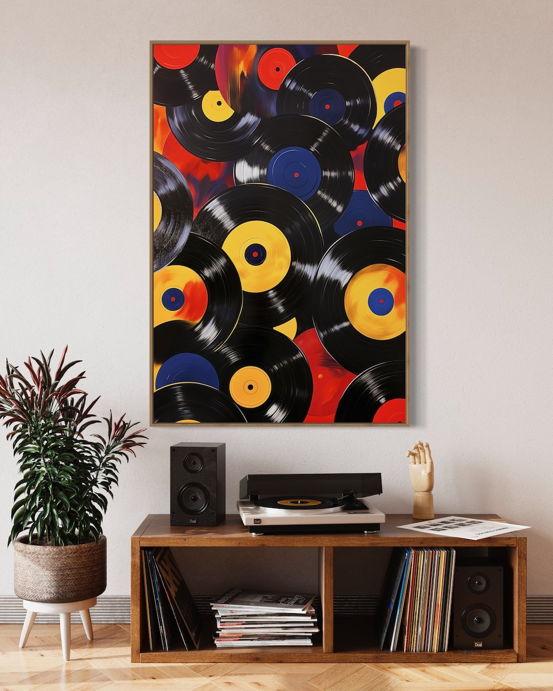 Vinyl Record Artwork - Funky Retro Wall Art Print With Pop of Color ...
