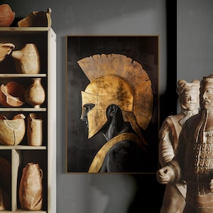 Dramatic Spartan Warrior Painting Print - Mythical Greek History Poster ...