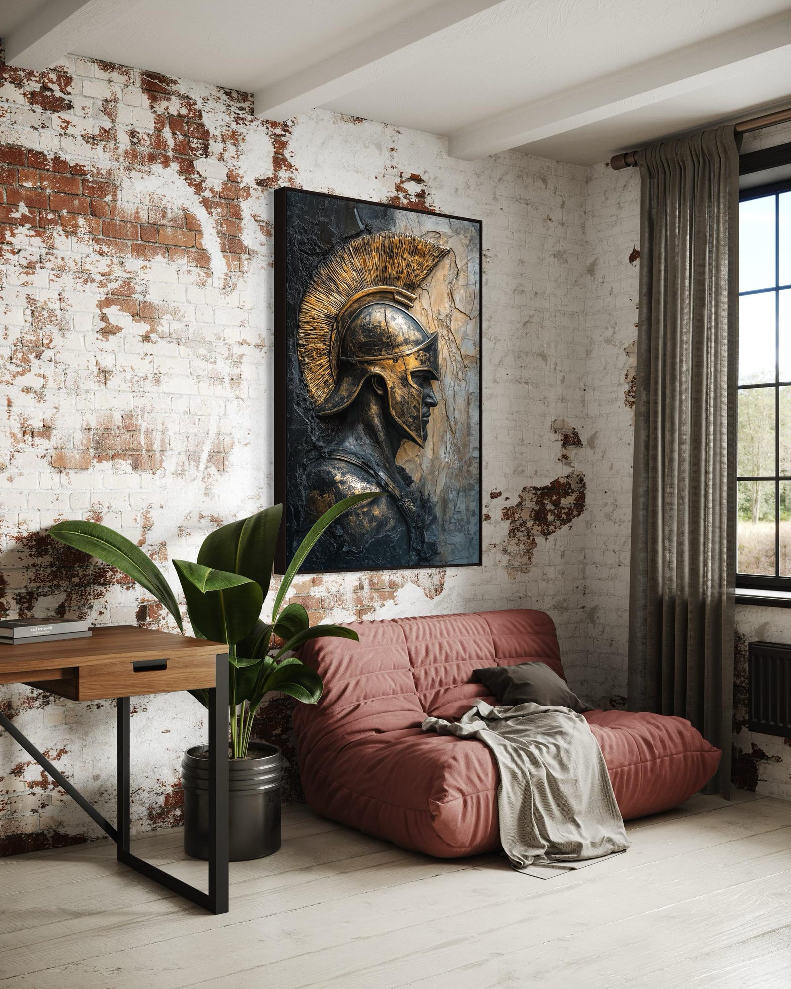 Spartan Warrior Wall Art - Bold Greek Mythology Canvas Print With Gold ...