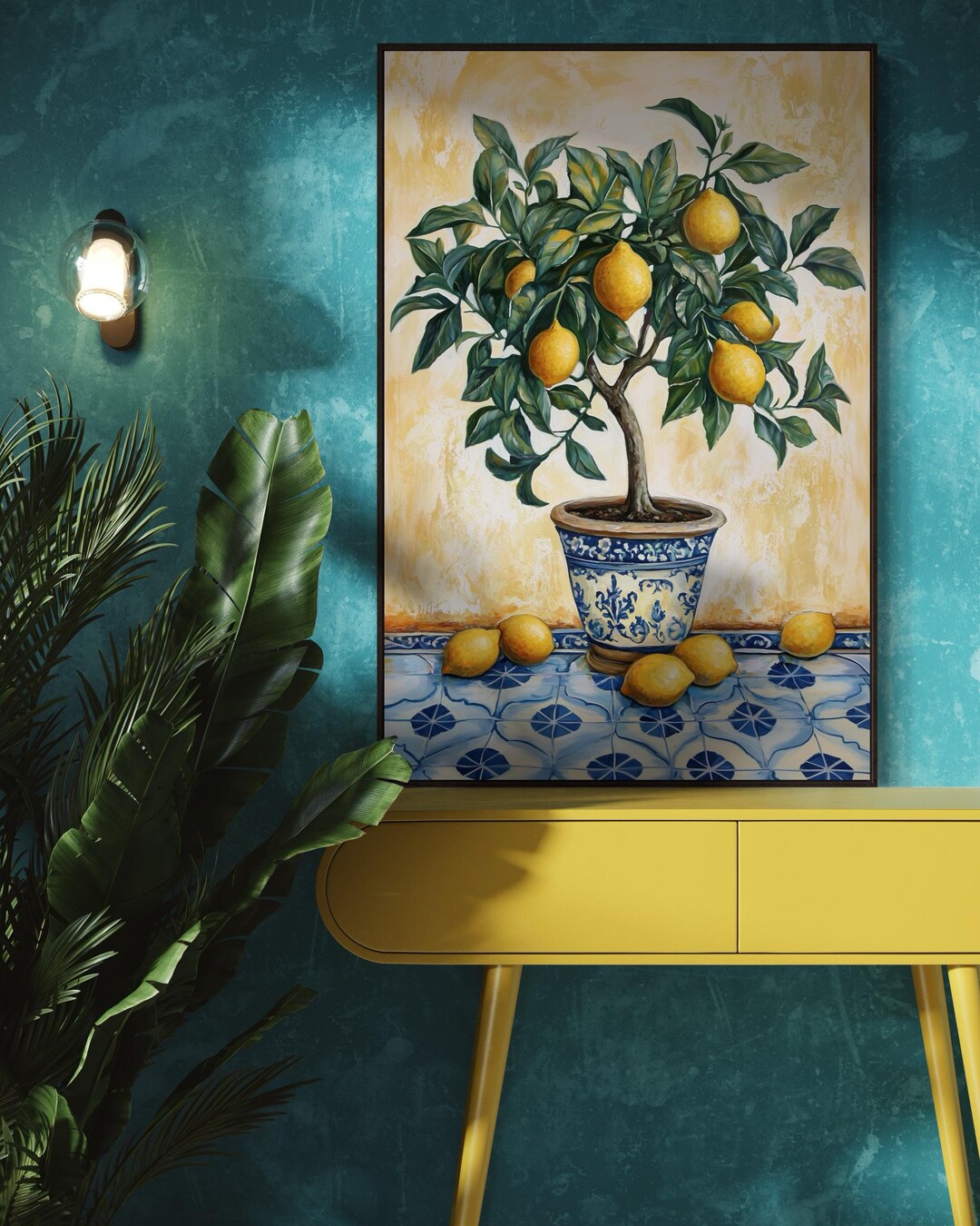 Vibrant Italian Lemon Tree Wall Art - Rustic Charm Kitchen Artwork ...