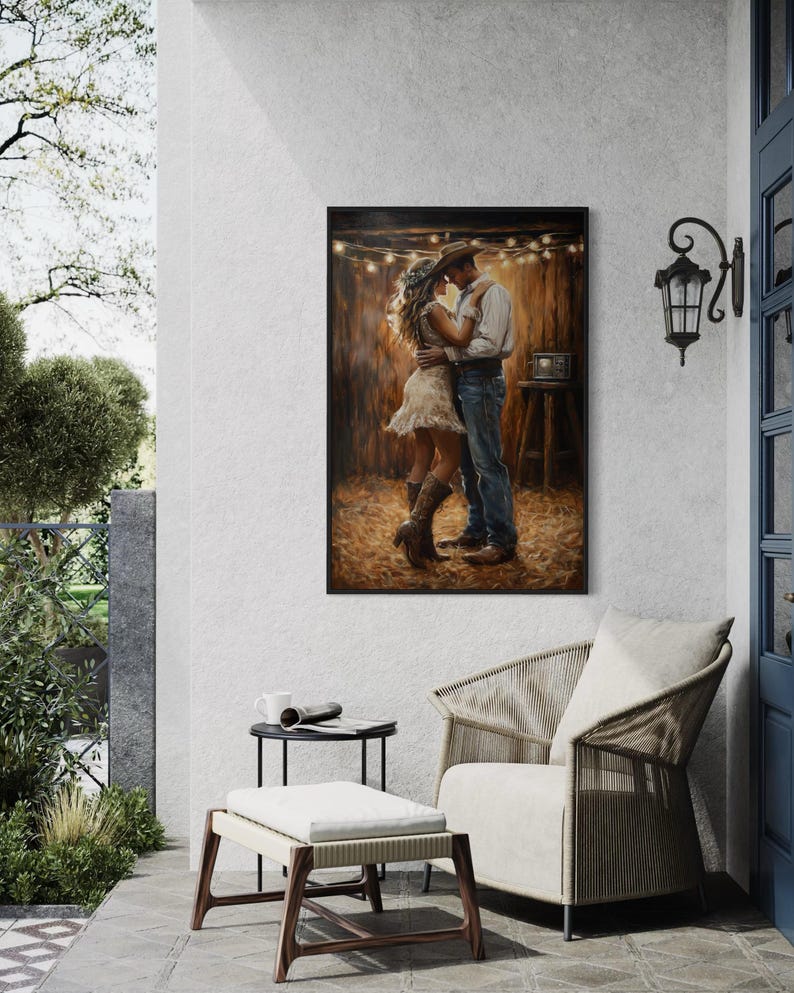 Rustic Country Couple Dancing Art Print - Romantic Barn Scene Wall ...