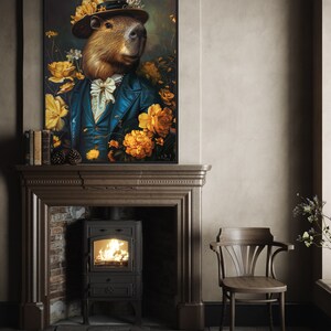 Gentleman Capybara - Victorian Artwork With Dark Floral Print ...