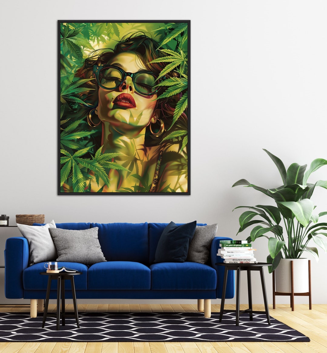 Sensual Psychedelic Cannabis Art Trippy Marijuana Leaf Print, Relaxing ...