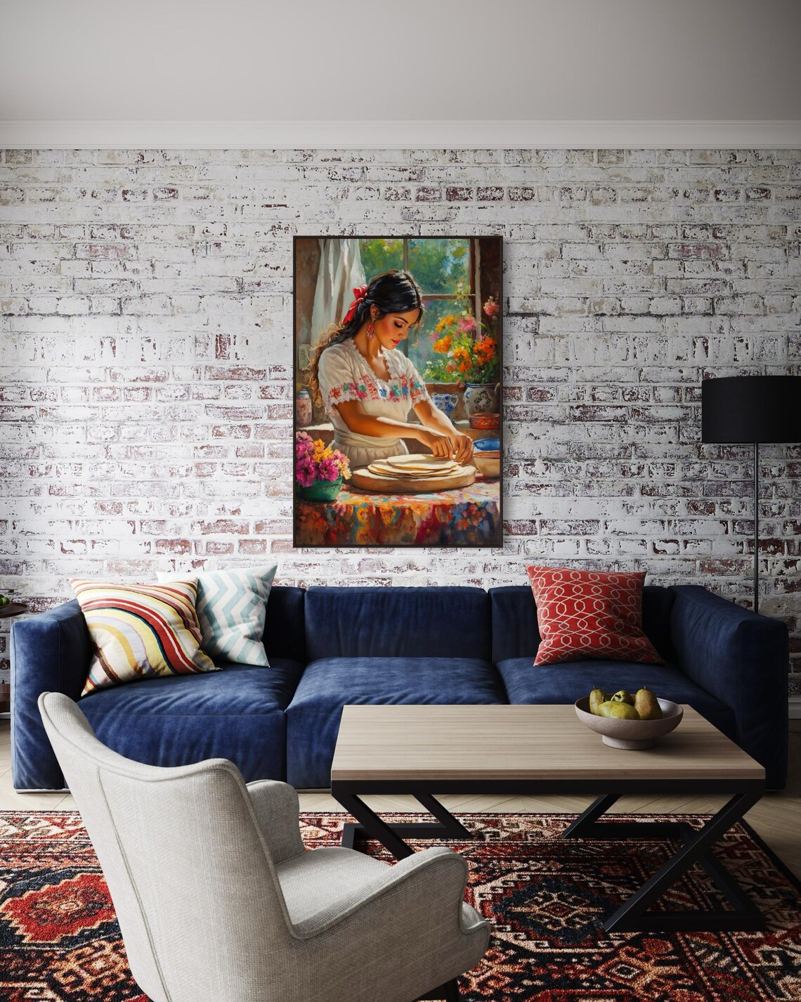 Mexican Kitchen Wall Art - Vibrant Tortilla-making Canvas Print, Rustic ...