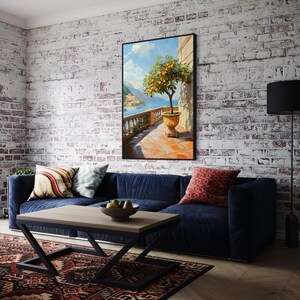 Amalfi Coast Lemon Tree Art - Rustic Italian Lemon Wall Decor Print for ...