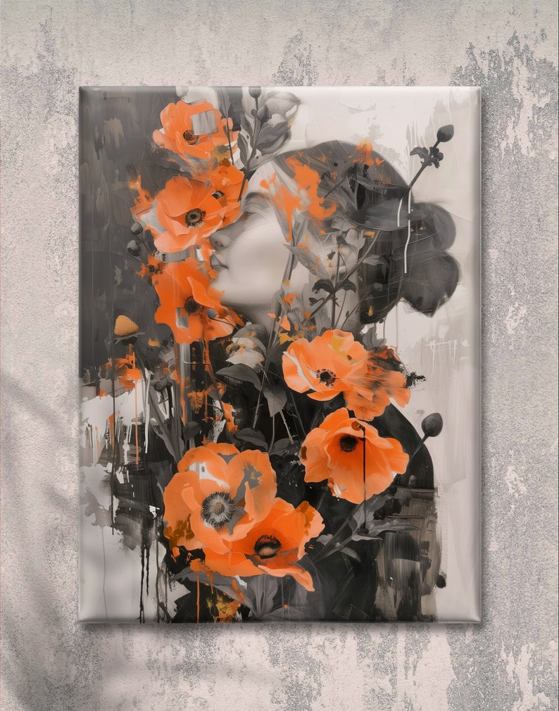 Sensual Bloom: Abstract Female Enshrouded in a Poppy Bouquet Vivid ...