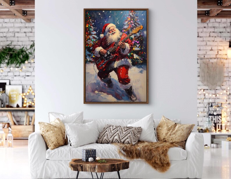Rocking Santa Claus Wall Art - Festive Christmas Canvas Print With ...