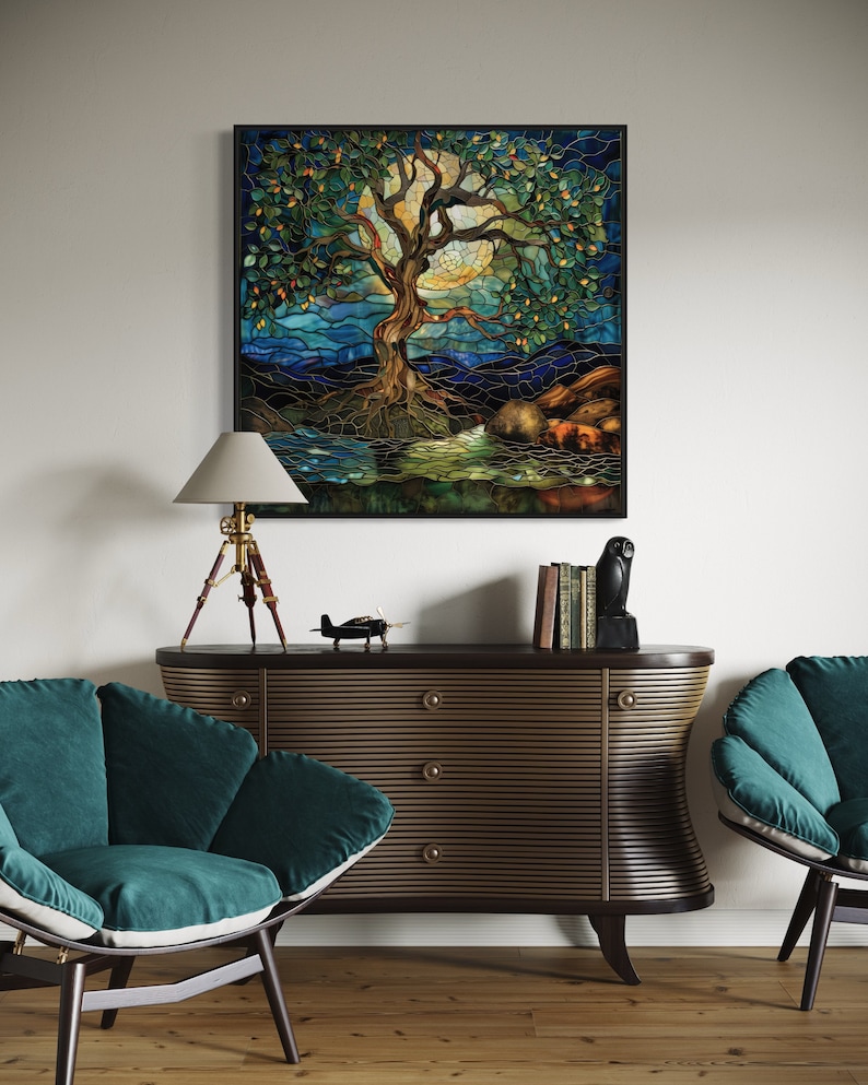 Vivid Tree of Life Mosaic Kaleidoscope Art Print, Home Decor Accent ...