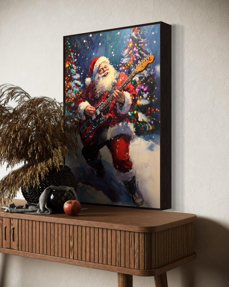 Rocking Santa Claus Wall Art - Festive Christmas Canvas Print With ...