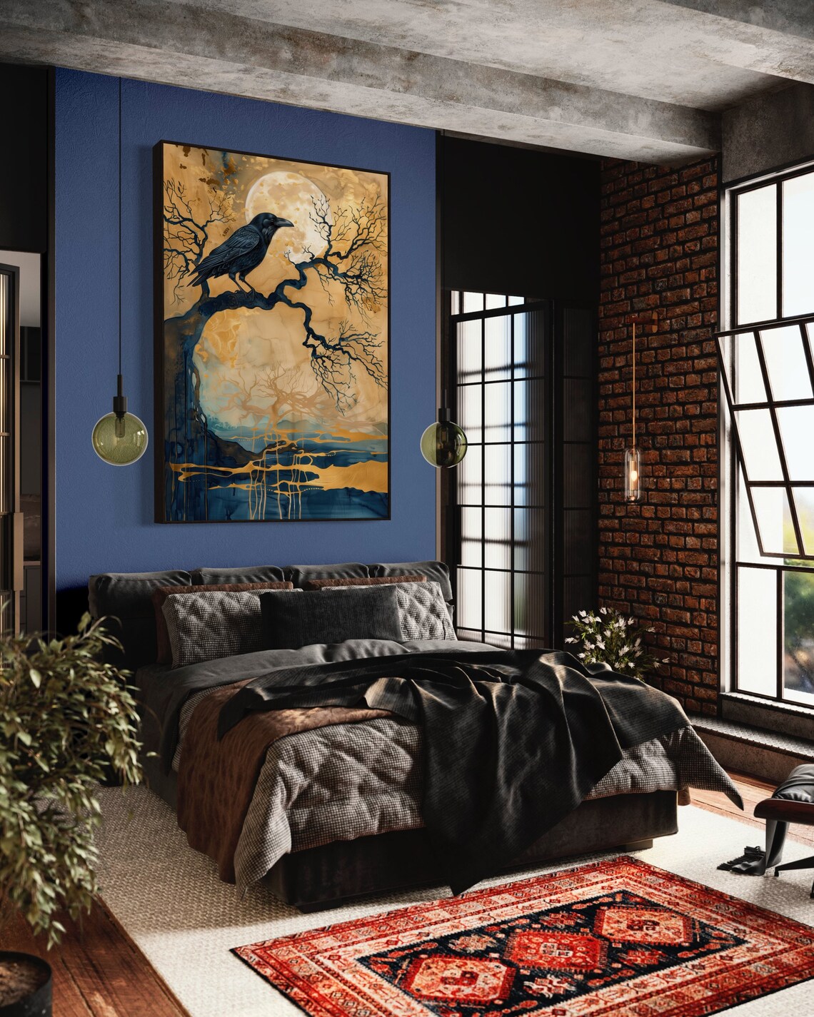 Dark Raven Mystique - Atmospheric Raven Art Print, Dramatic Moonlit ...
