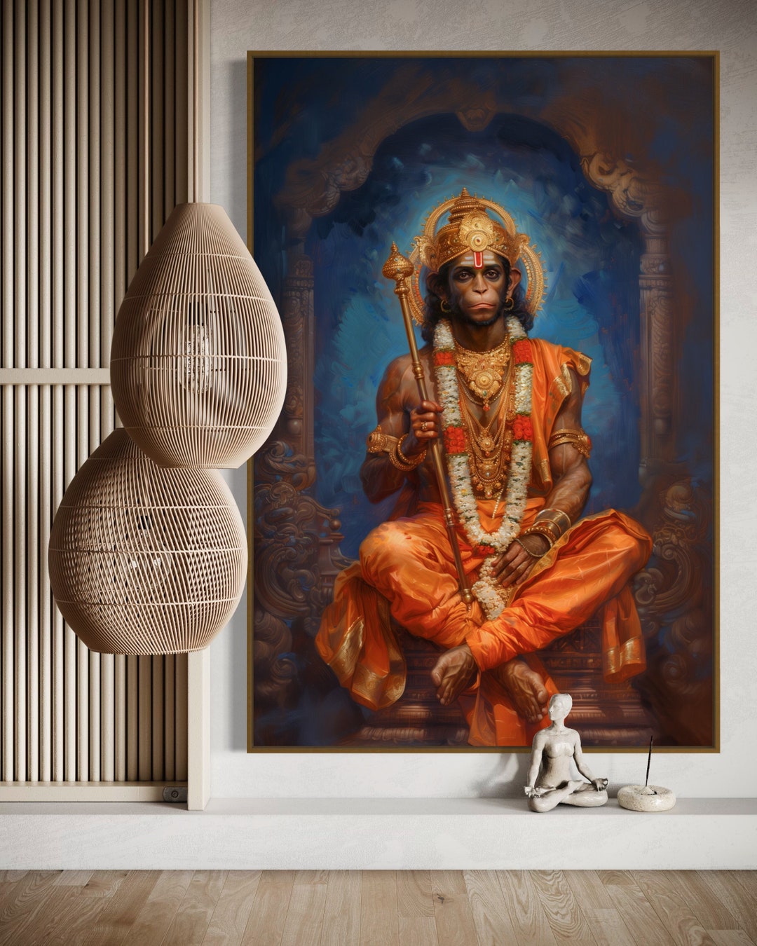 Divine Meditation: Lord Hanuman Art Print, Spiritual Indian Artwork for ...