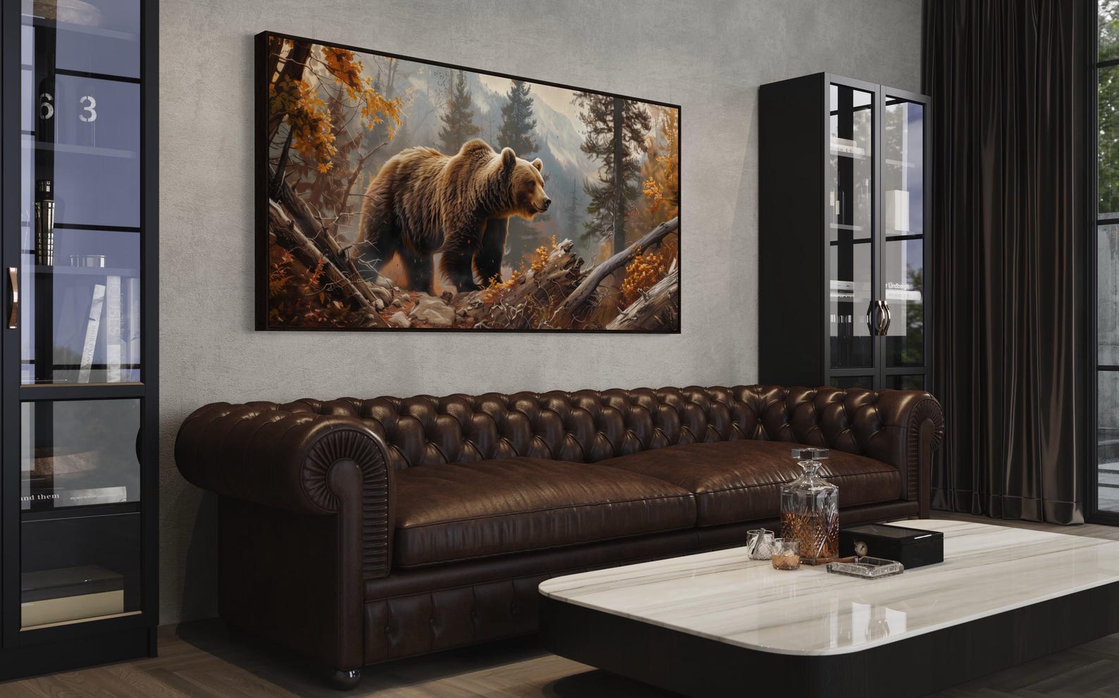 Rustic Elegance: Panoramic Grizzly Bear Wilderness Art – Majestic Bear ...