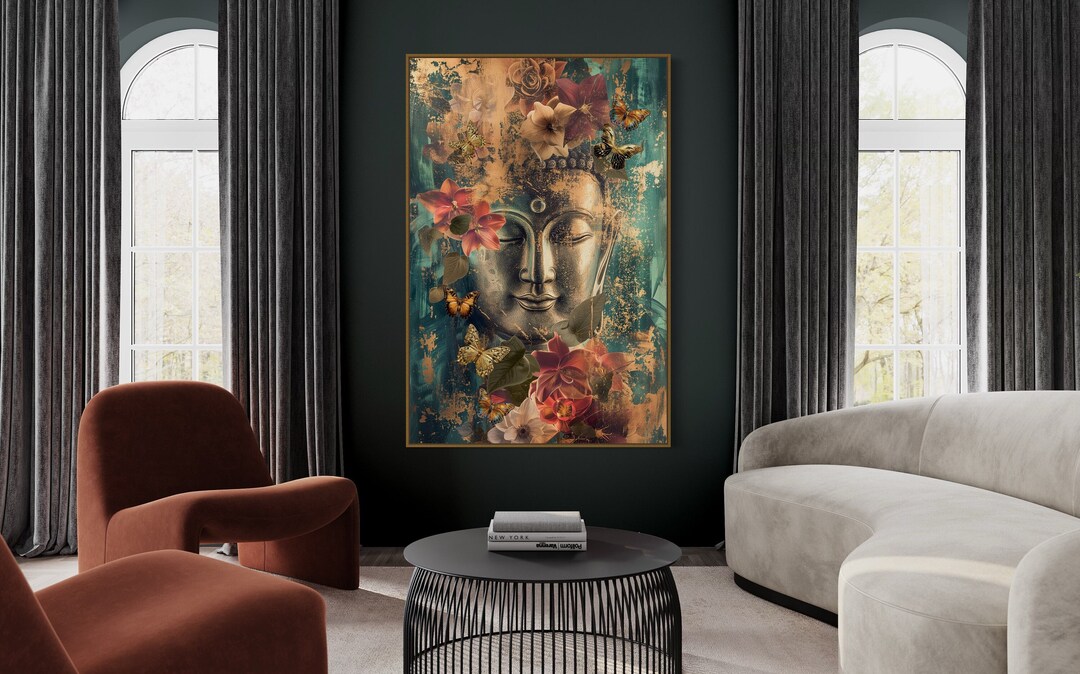 Serene Buddha and Lotus Collage, Tranquil Zen Wall Decor Print ...