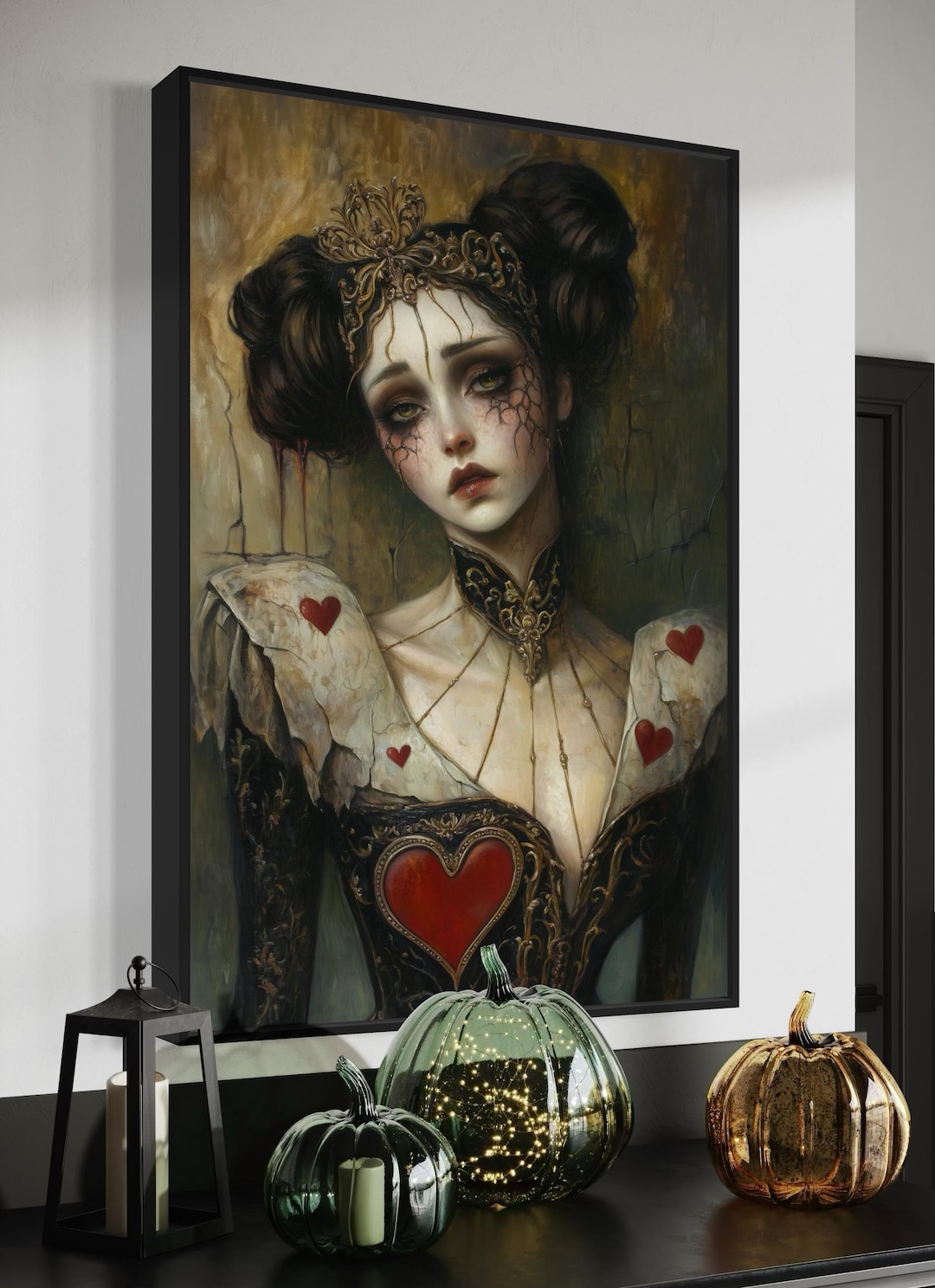 Gothic Queen of Hearts Canvas – Dark Fantasy Victorian Art, Mysterious ...