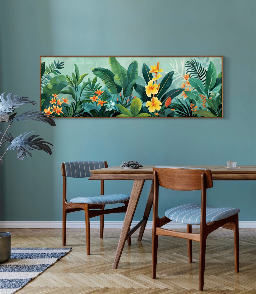 Tropical Jungle Panoramic Print - Exotic Greenery Artwork, Botanical ...