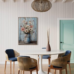 Rustic Wildflower Bouquet Wall Art – Farmhouse Floral Print on Canvas ...