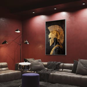 Dramatic Spartan Warrior Painting Print - Mythical Greek History Poster ...