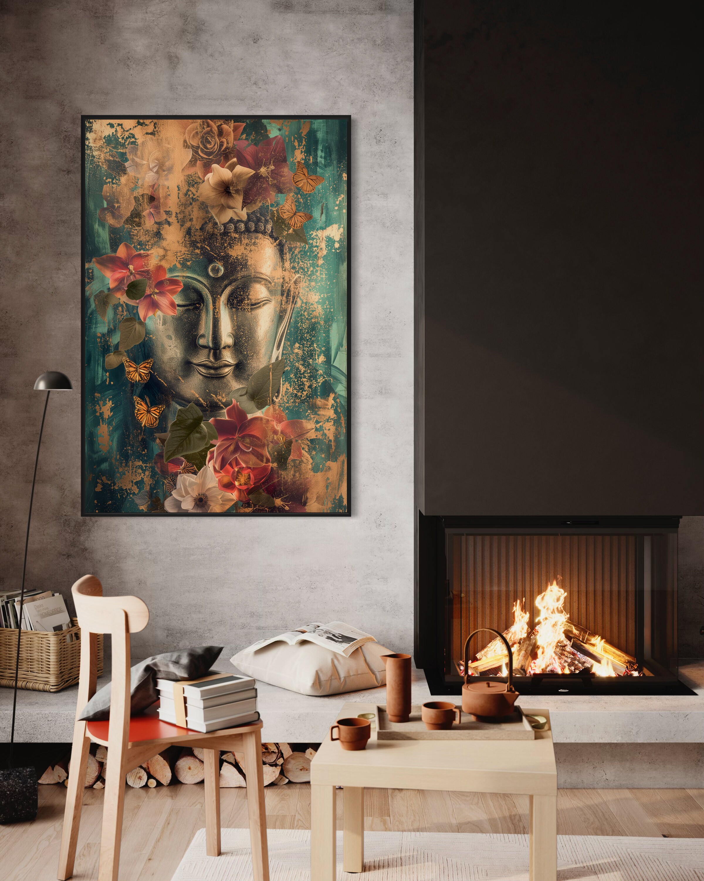 Serene Buddha and Lotus Collage, Tranquil Zen Wall Decor, Spiritual ...