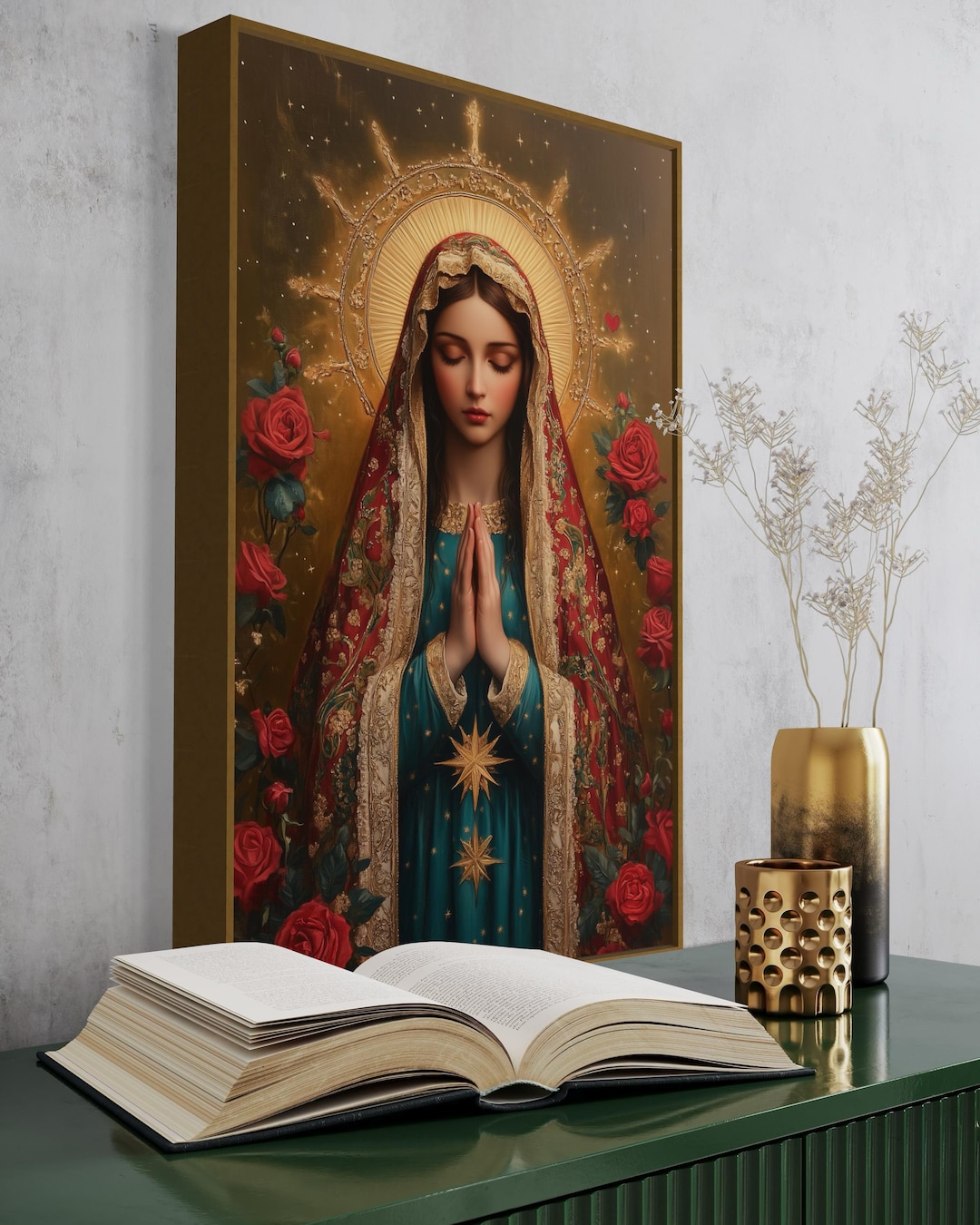 Sacred Prayer Art Print – Celestial Halo Wall Art, Spiritual Divine ...