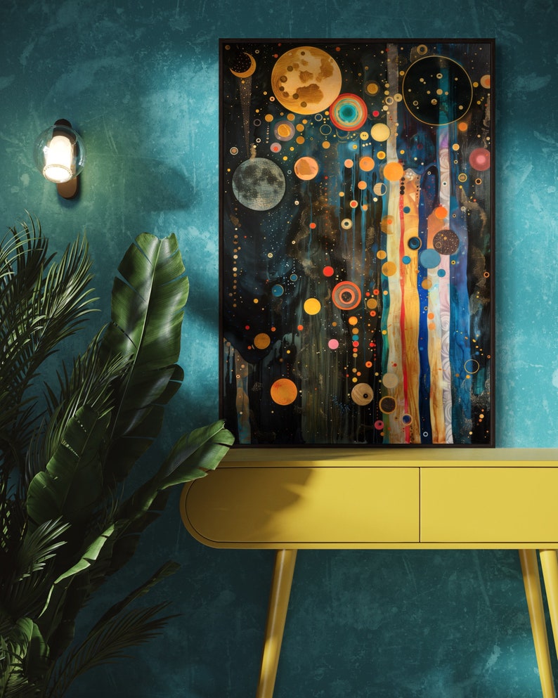 Whimsical Cosmic Art - Tall Vertical Gustav Klimt Inspired Print for ...