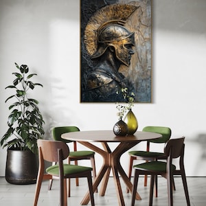 Spartan Warrior Wall Art - Bold Greek Mythology Canvas Print With Gold ...