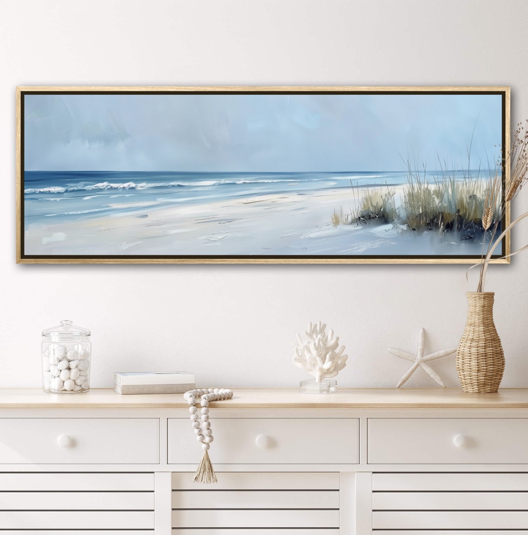 Seaside Repose - Abstract Seascape in Blue Water for Long Narrow Wall ...