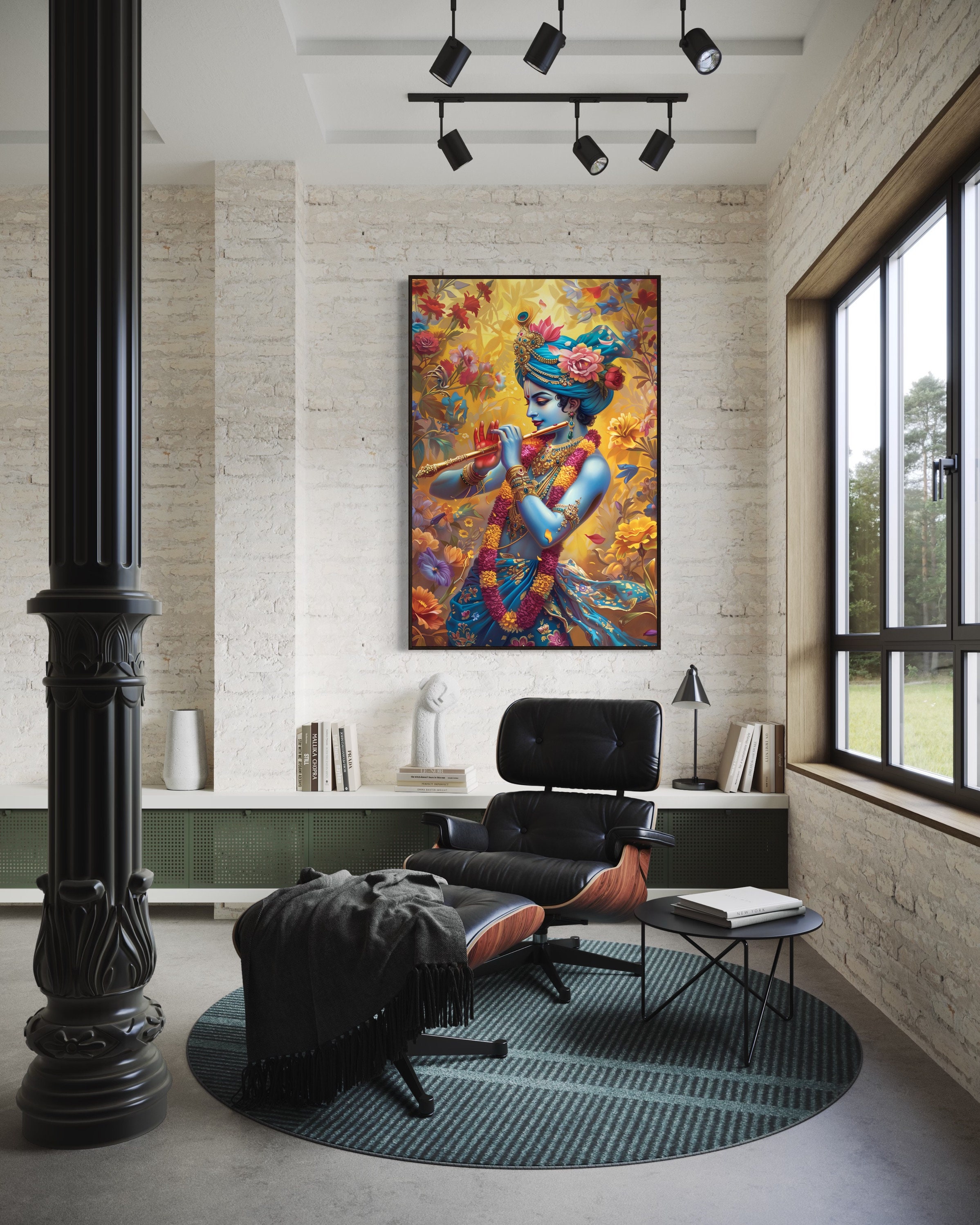 Divine Melody: Lord Krishna Canvas Art Print - Spiritual Poster for ...