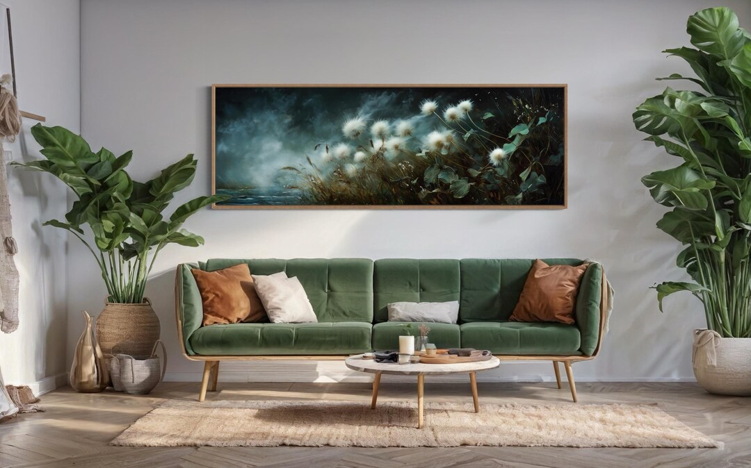 Misty Thistle Art - Atmospheric Panoramic Print for Relaxing Above Bed Decor, Perfect Gentle ...